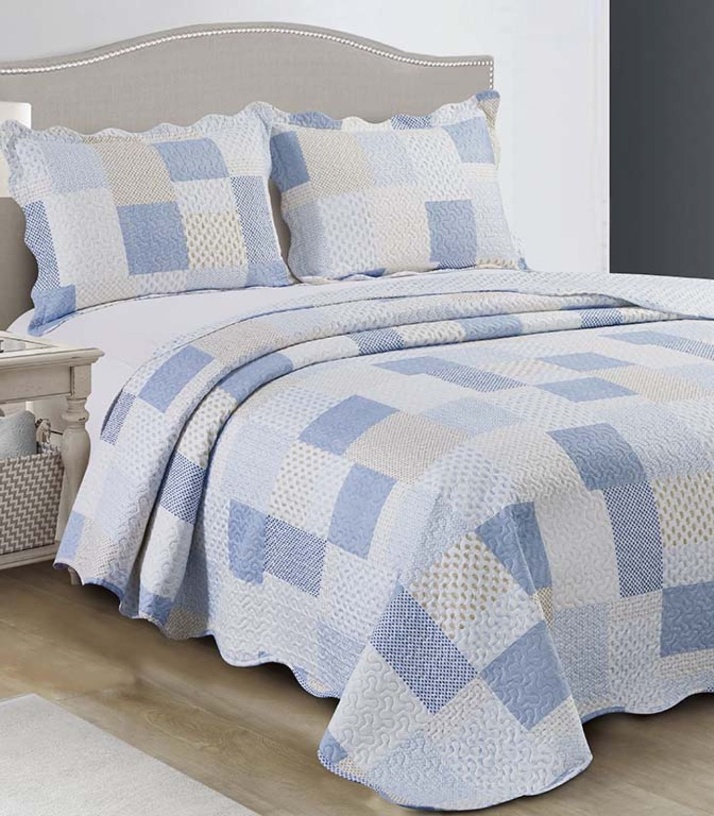 Jogo De Colcha Evolution Patchwork Solteiro Camesa Azul UN | MadeiraMadeira