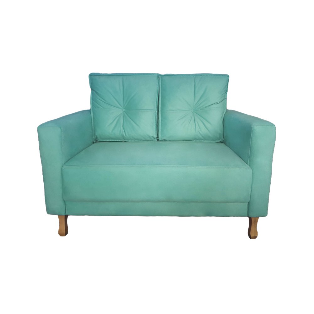 Sofá Davi 2 Lugares Suede Azul Turquesa - Dominic Decor | MadeiraMadeira