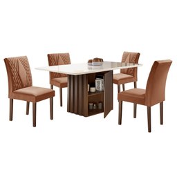 Conjunto Sala de Jantar Mesa Tampo Slim Plus Vidro 120x90cm com 4 ...