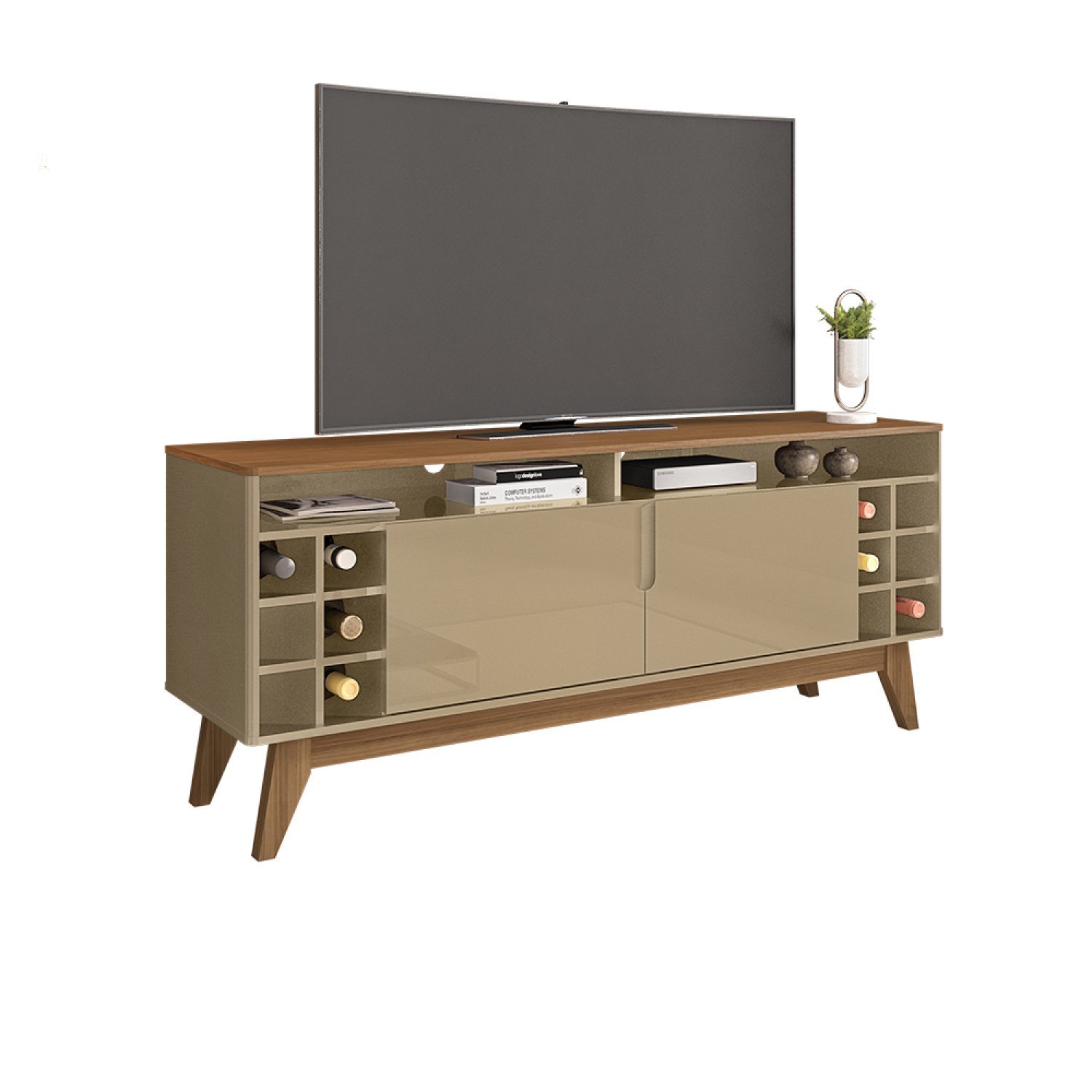 Rack para TV até 60 Polegadas 2 Portas 135cm Wine Versátile Casa D ...