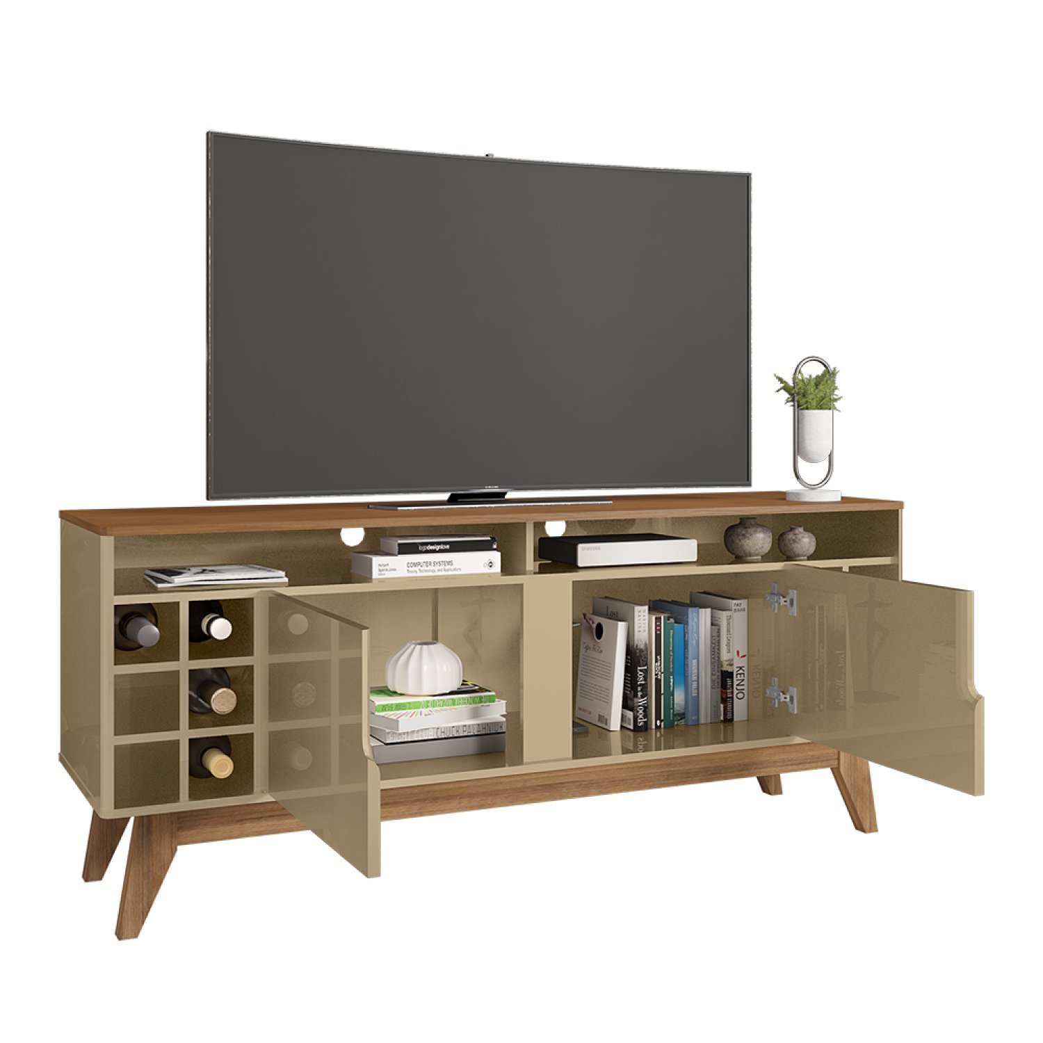 Rack para TV até 60 Polegadas 2 Portas 135cm Wine Versátile Casa D ...