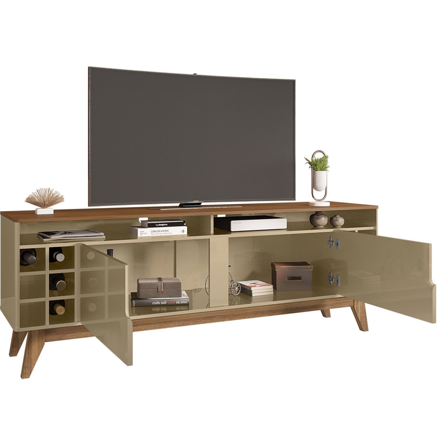 Rack para TV até 60 Polegadas 2 Portas 160cm Wine Versátile Casa D | MadeiraMadeira