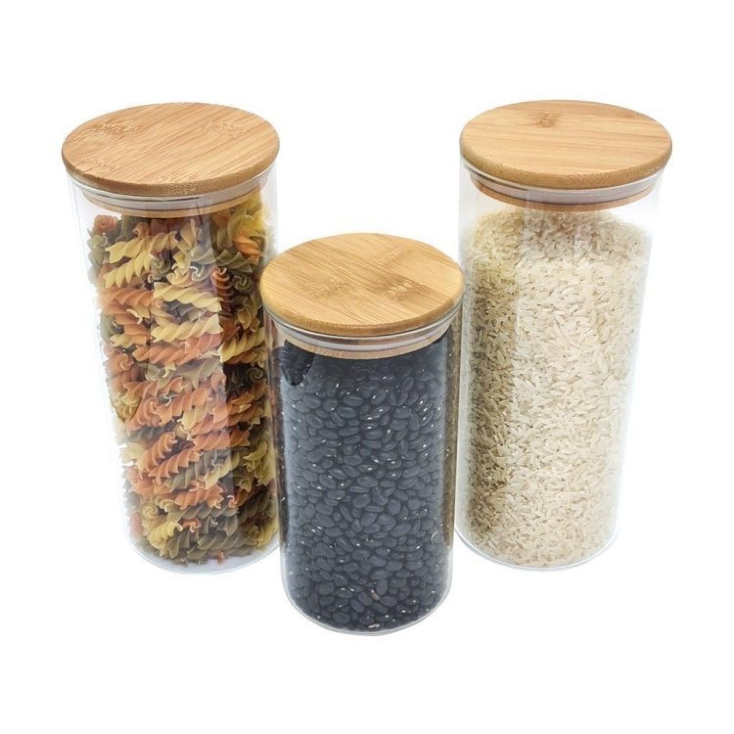 Conjunto Potes Herméticos Com Tampa de Bambu 3 Peças 1100ml e 1650ml ...