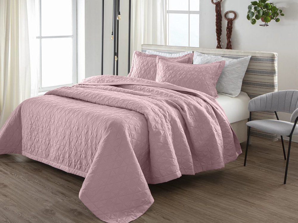 Colcha Matelassê - Queen Size - Madri 3D - Rosa - Dupla Face - C/ Porta ...