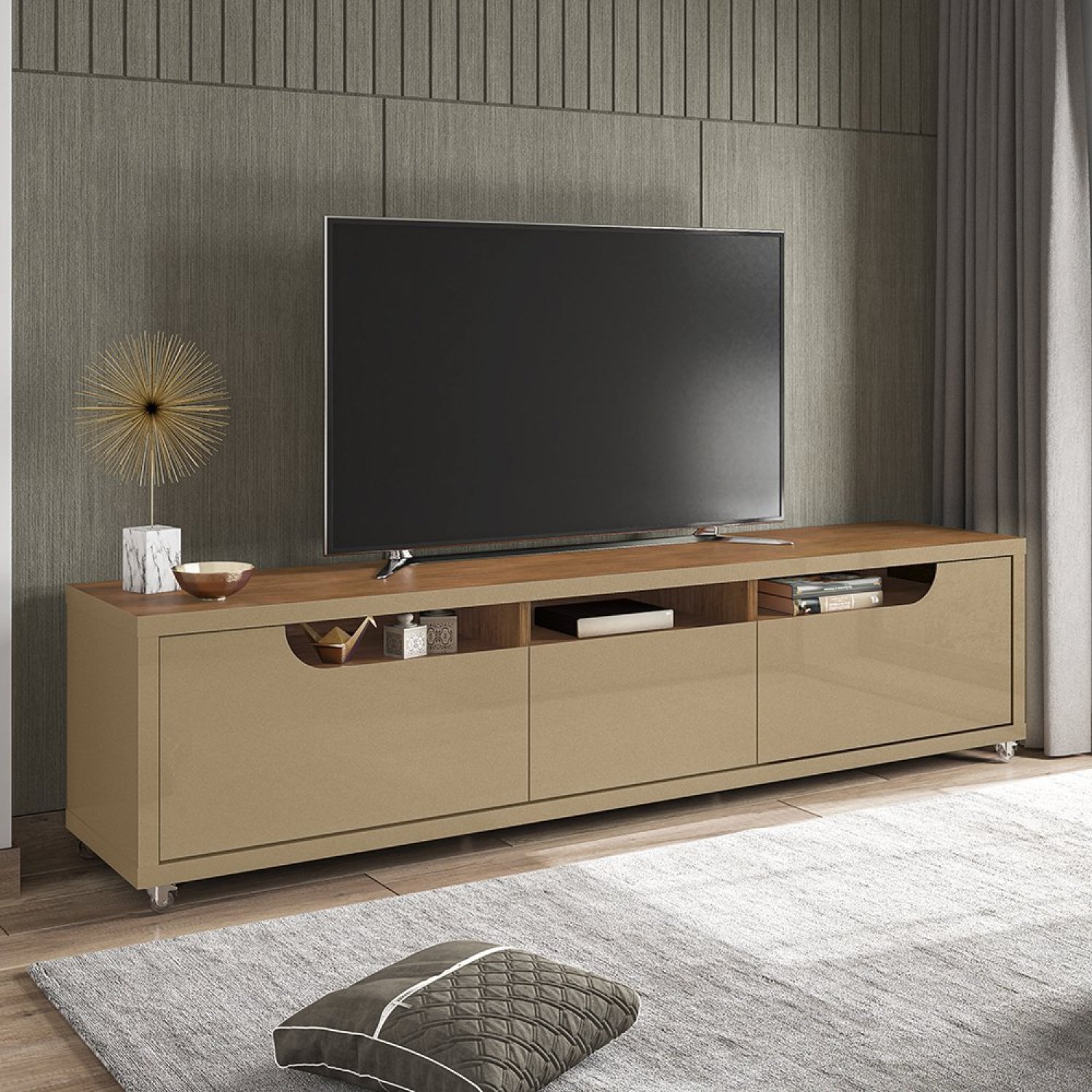 Rack Para TV até 60 Polegadas 217cm 3 Gavetas Jersey Casa D ...