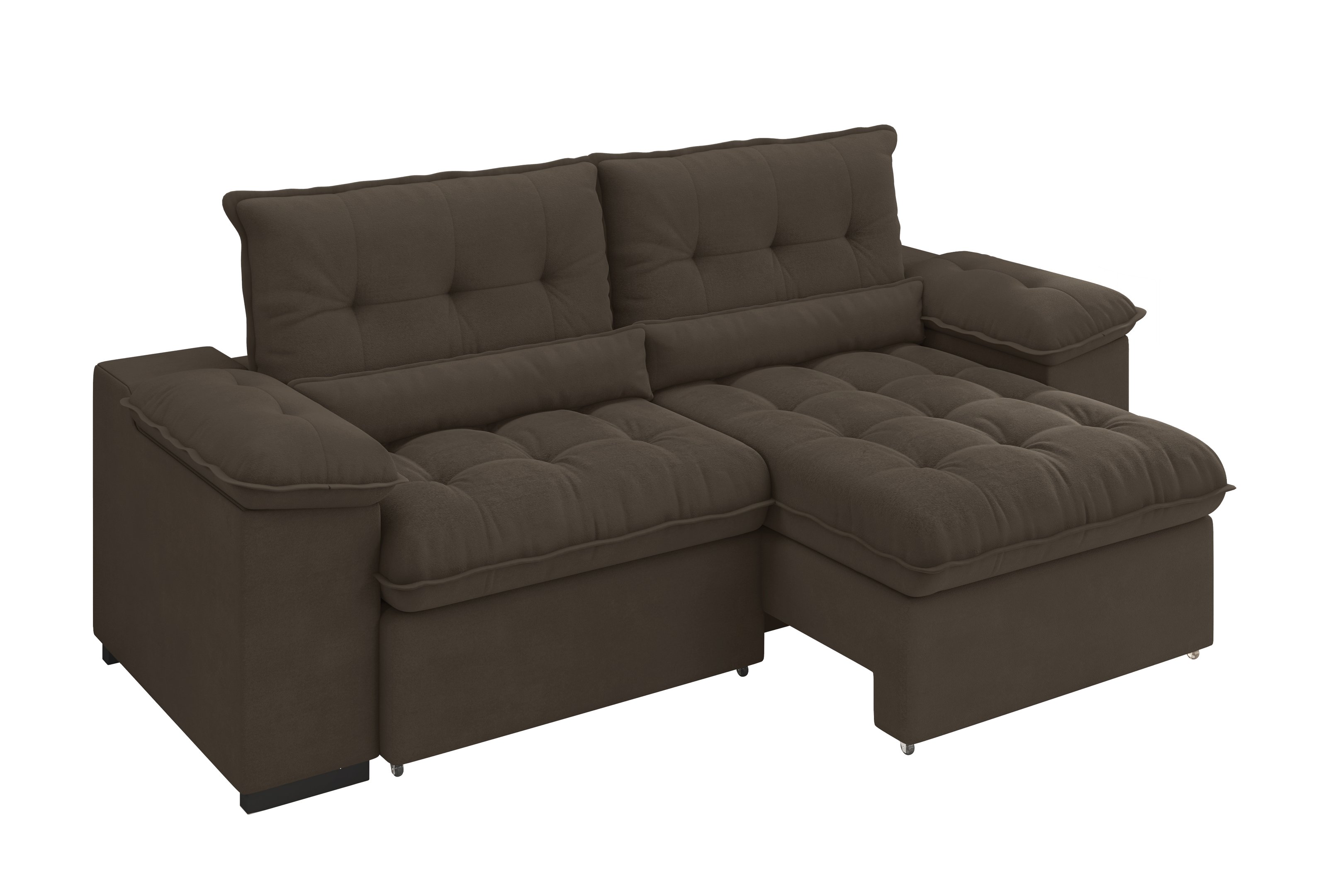 Sofá Arezzo Retrátil/Reclinável 4Lugares Suede Marrom 2,15m - Xflex ...