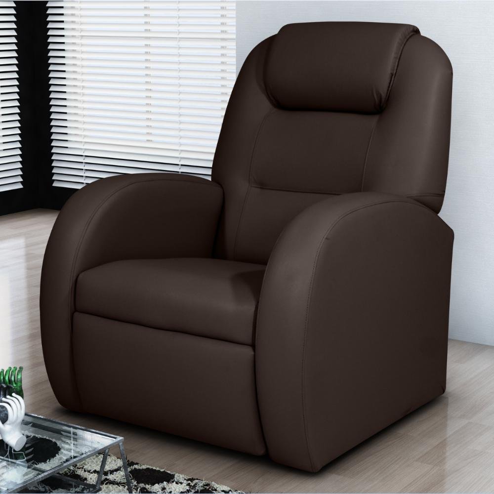 Poltrona para Sala Reclinável Larry Sintetico Marrom | MadeiraMadeira
