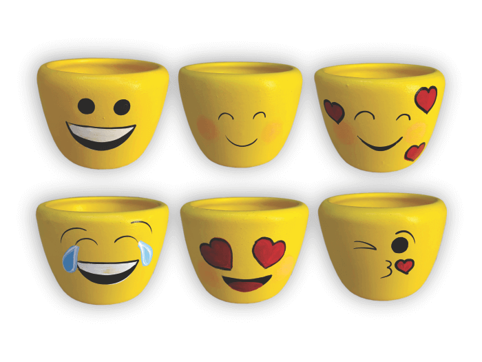 Vaso Cachepot Emoji Emoticon Kit 6un para Suculenta e Cacto ...
