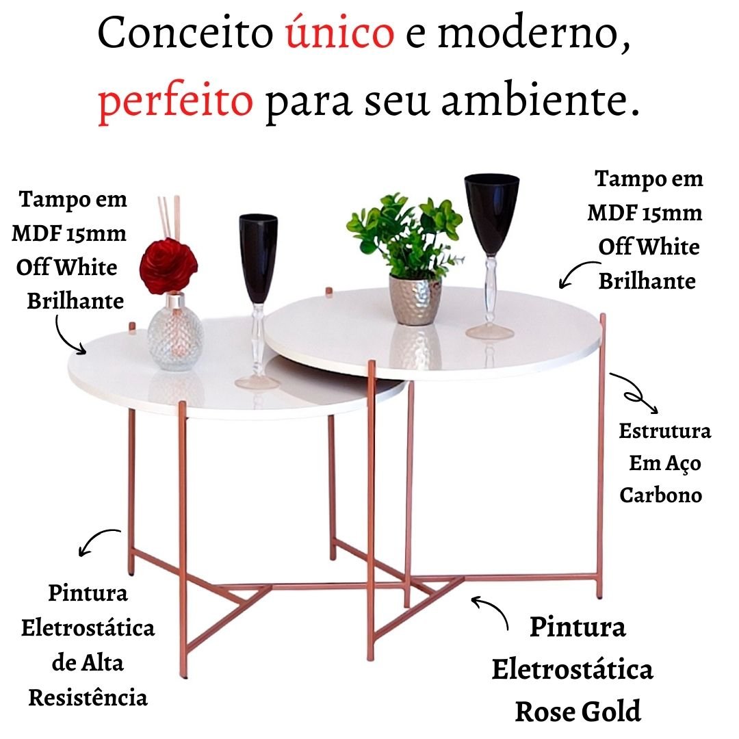 MESA DE CENTRO AQUILA ROSE GOLD (OFF/OFF/R/7503) | MadeiraMadeira