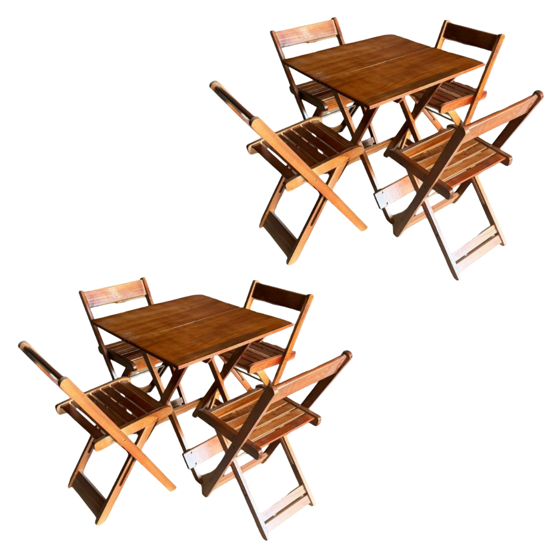 Kit com 2 Conjuntos de Jogo de Mesa 70x70 com 4 Cadeiras Dobráveis - Dg Móveis:imbuia ...