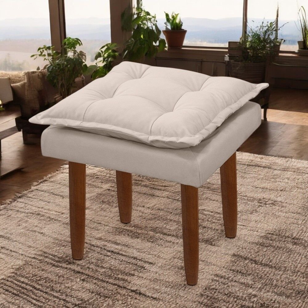 Puff Maria para Sala de Tv e Estar Quarto Confortável Suede Bege Mabe ...