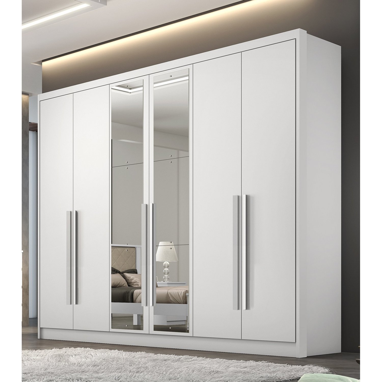 Guarda Roupa Casal com Espelho 6 Portas 8 Gavetas Reno Novo Horizonte ...