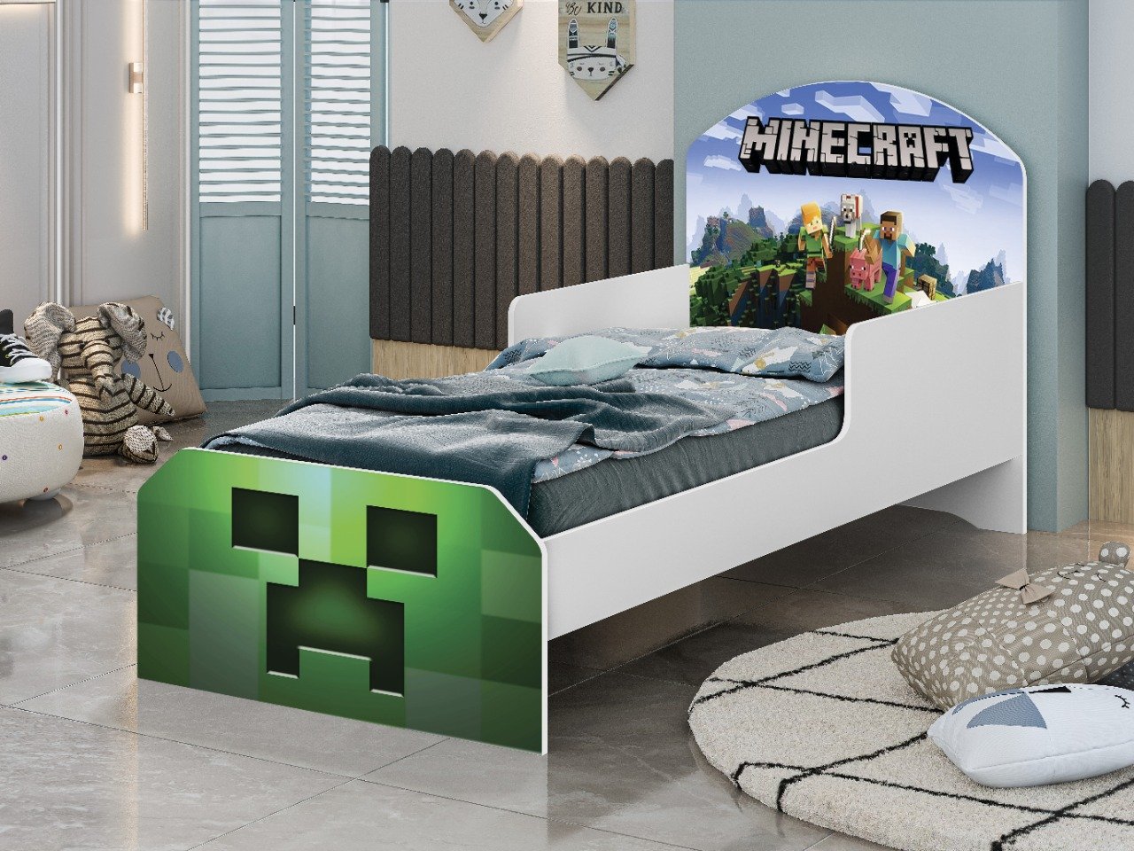 Cama Infantil Minecraft Adesivada | MadeiraMadeira