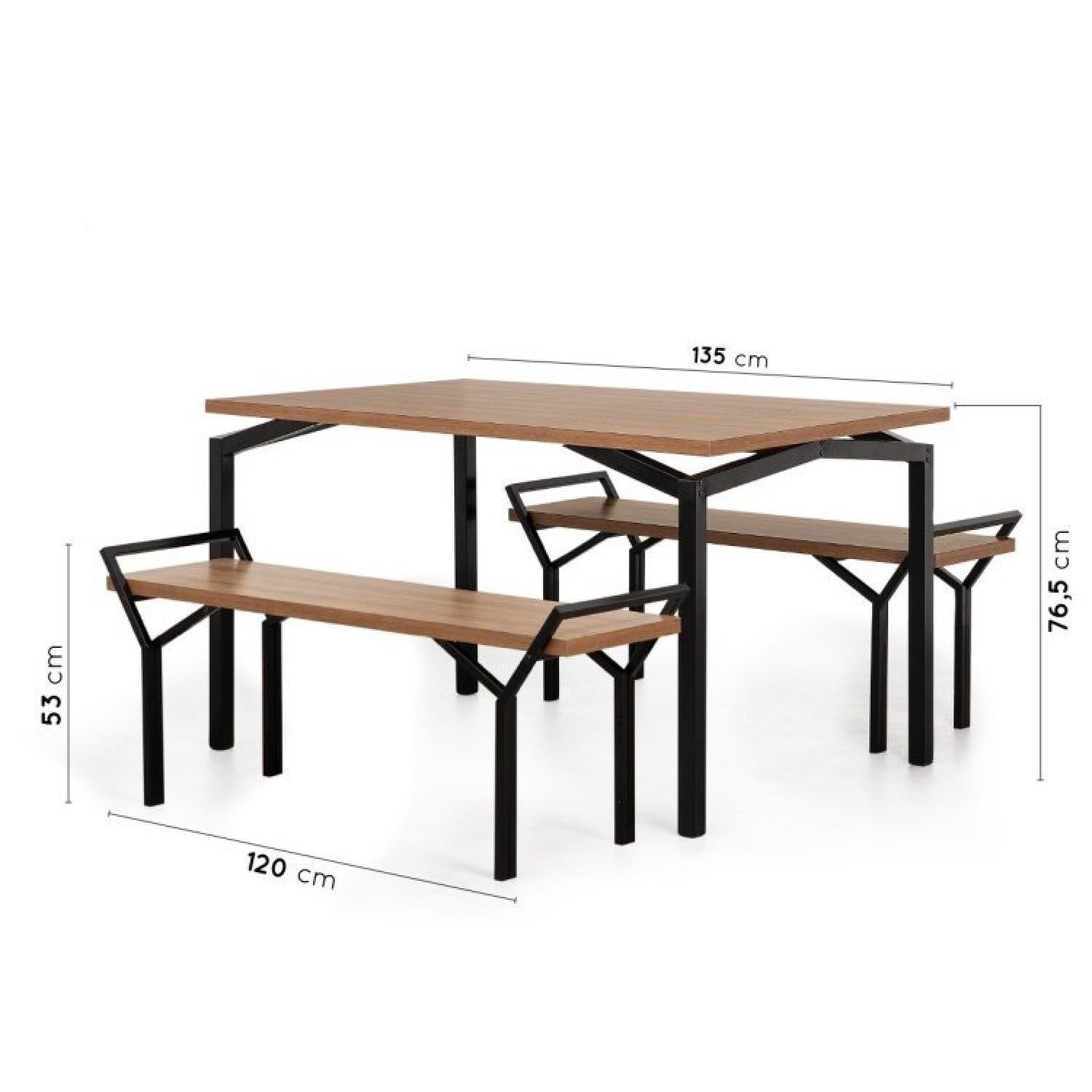Conjunto Soho Mesa Industrial 4 lugares com 2 Bancos 2 Lugares 120cm CabeCasa MadeiraMadeira ...