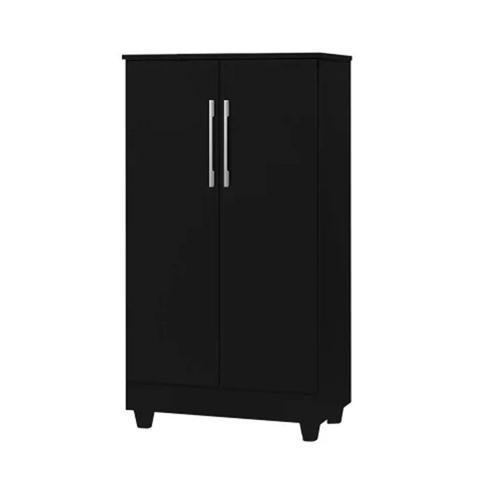 Armário Multiuso Preto 2 Portas Smart J&A Móveis 118x64x36 | MadeiraMadeira