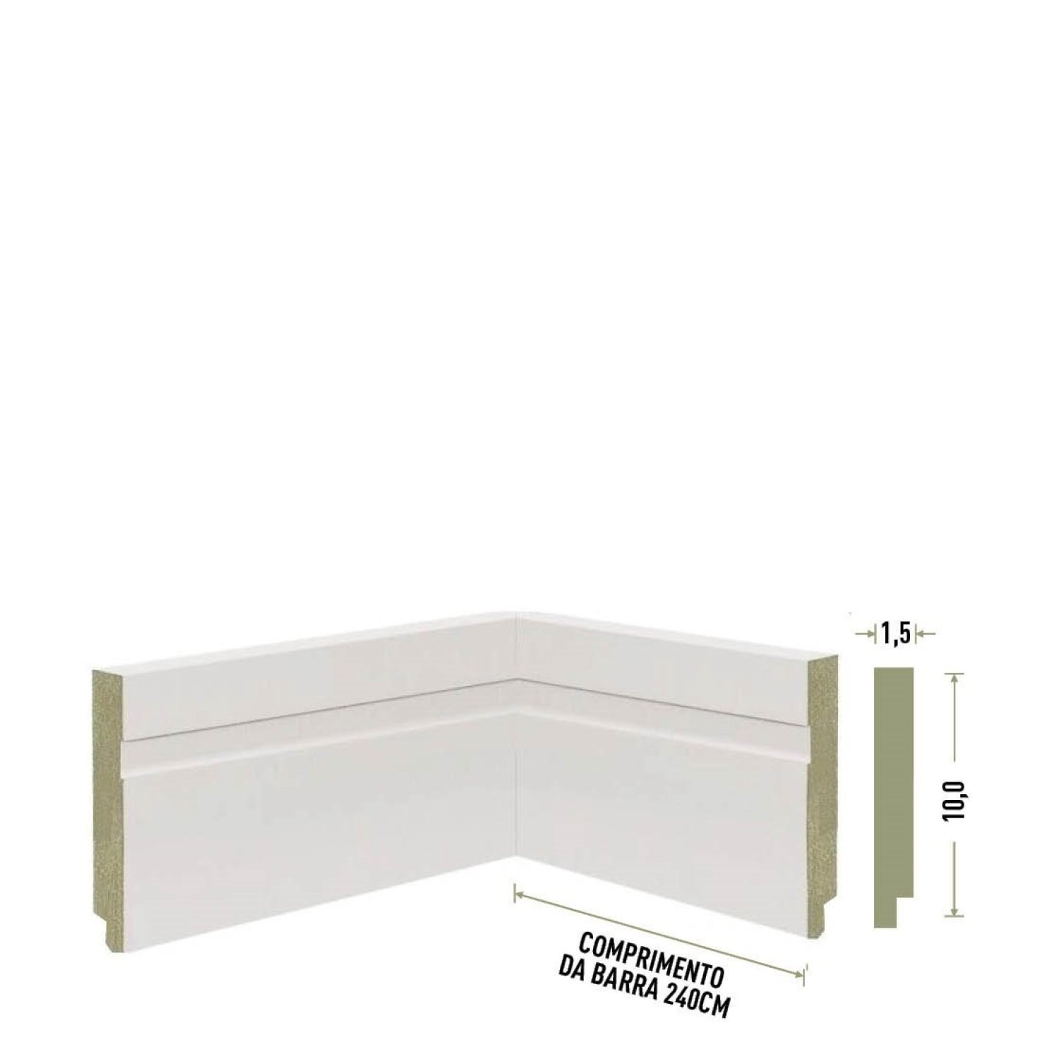 Rodapé de MDF Ultra 10cm x 15mm x 2.40m Premium Frisado Casablanca ...