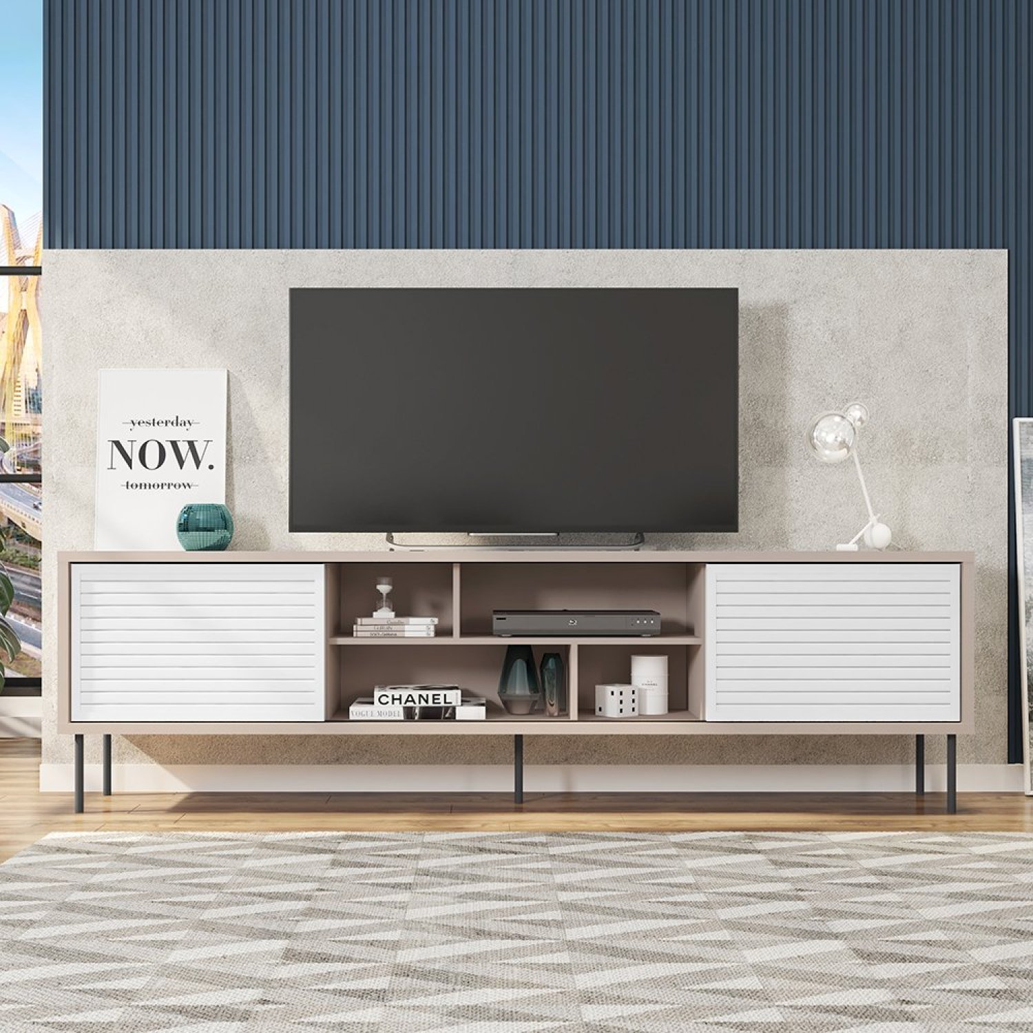 Rack para TV até 75 Polegadas Industrial 220cm em BP Porta Pier ...