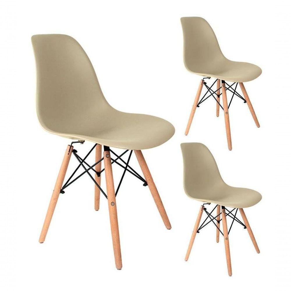 Conjunto 3 Cadeiras Charles Eames Eiffel Estrutura Em Aço | MadeiraMadeira