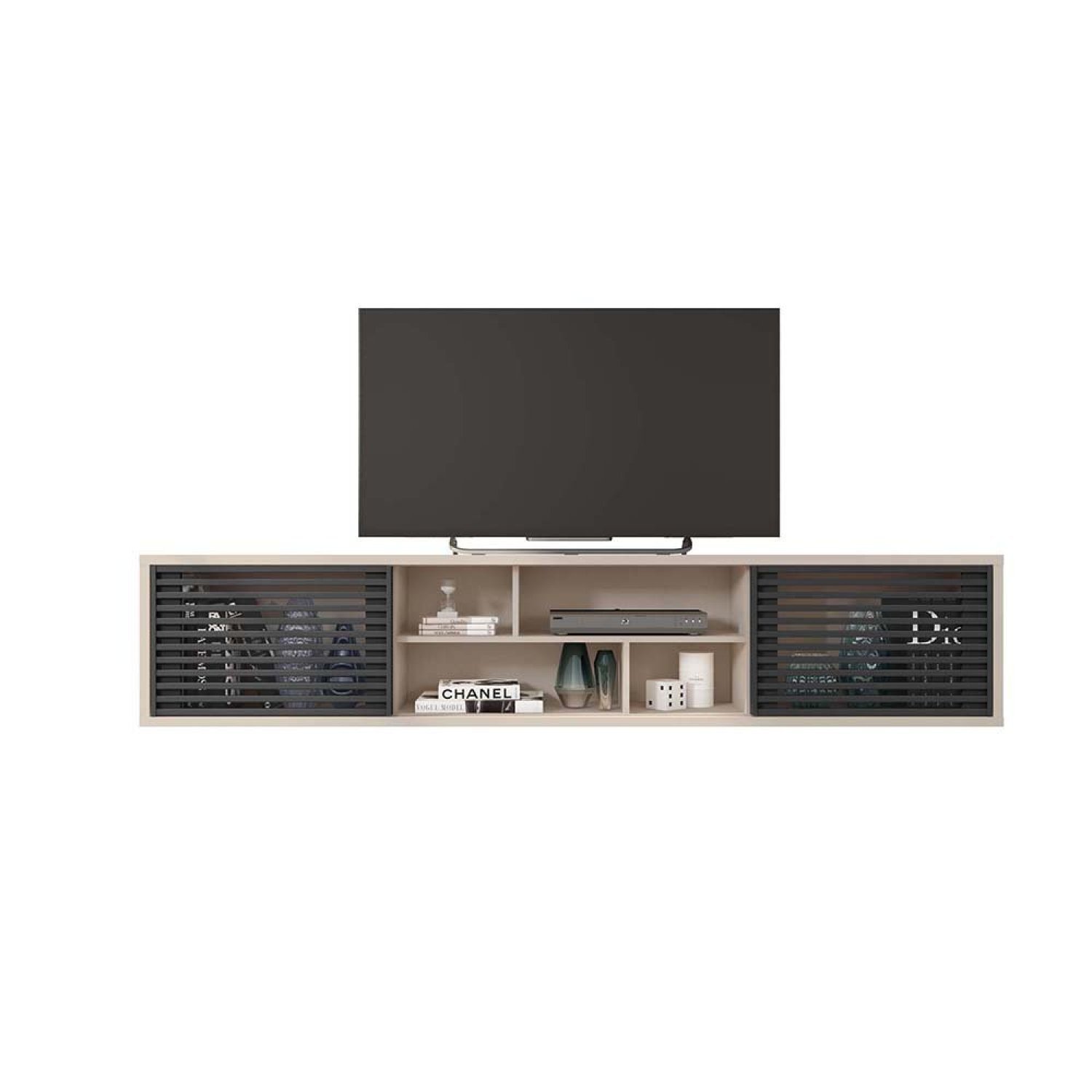 Rack Suspenso para TV até 75 Polegadas 220cm em BP Porta Ripada ...