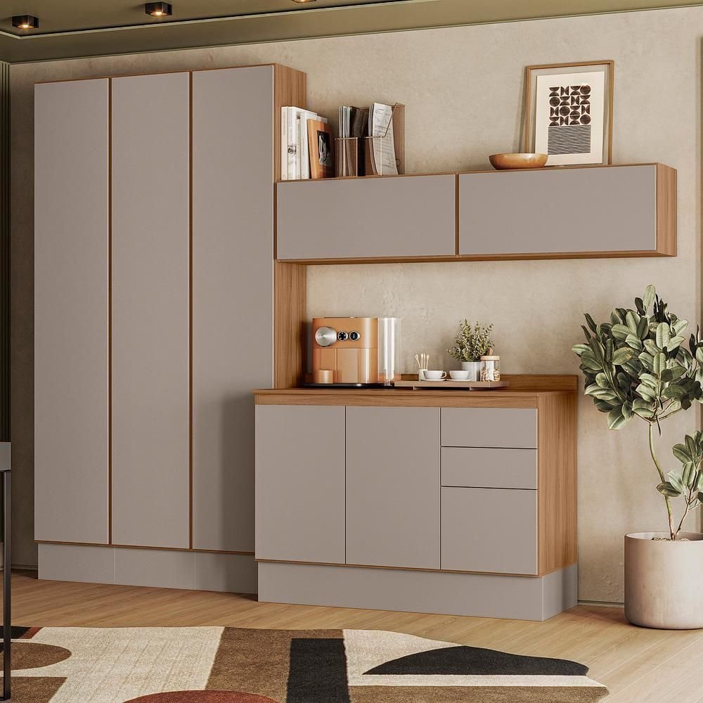 Escritório Modulado Acácia Touch 6 Peças Ipê/fendy - Nicioli ...