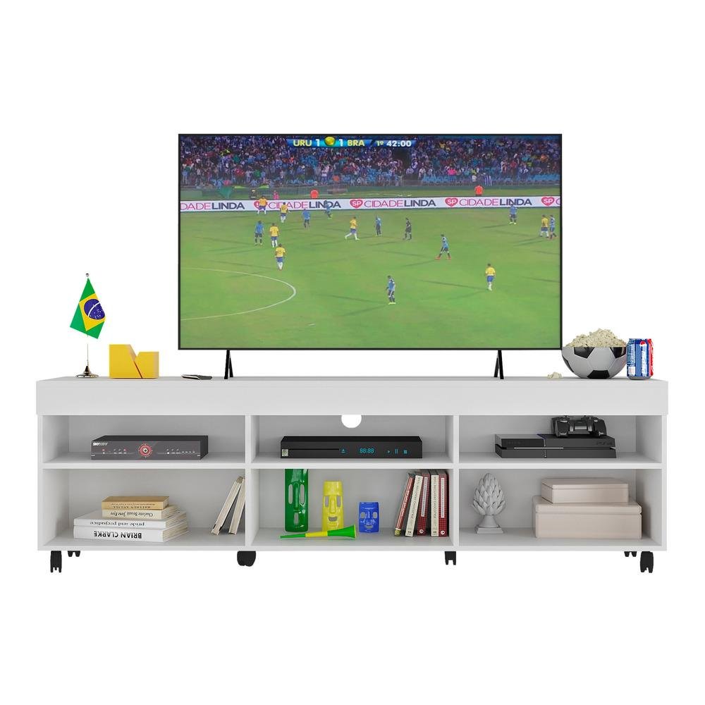 Rack TV 65" com Rodízios e 2 Portas Espanha Multimóveis MP3325 Branco ...