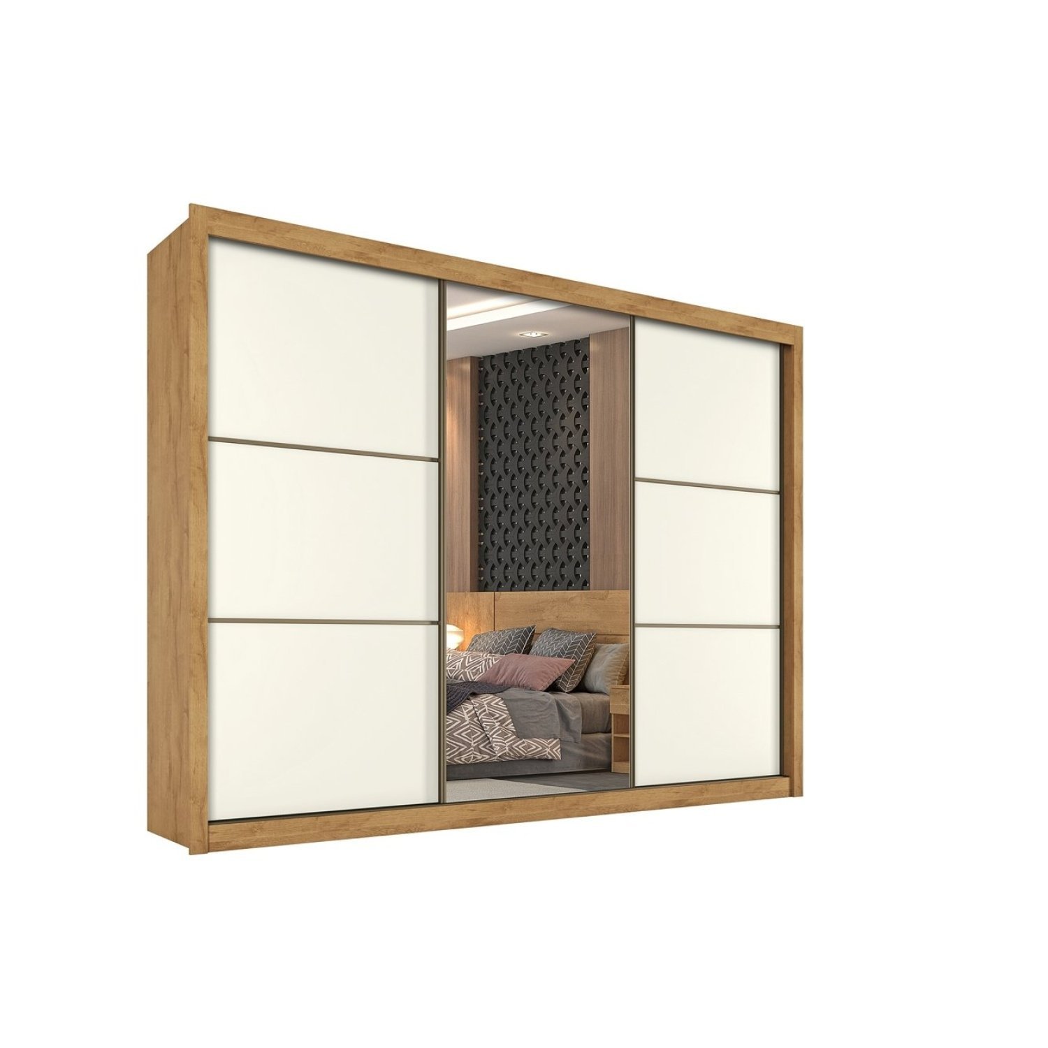 Guarda Roupa Casal com Espelho 3 Portas 6 Gavetas Braga Móveis Europa ...