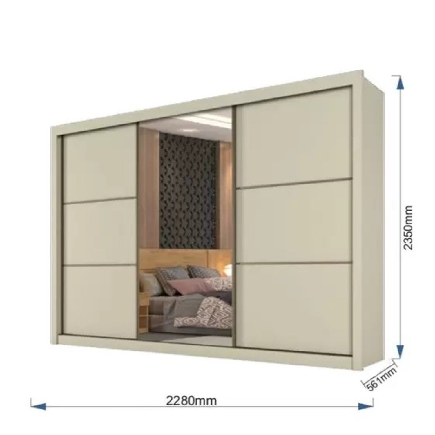 Guarda Roupa Casal com Espelho 3 Portas 6 Gavetas Braga Móveis Europa ...