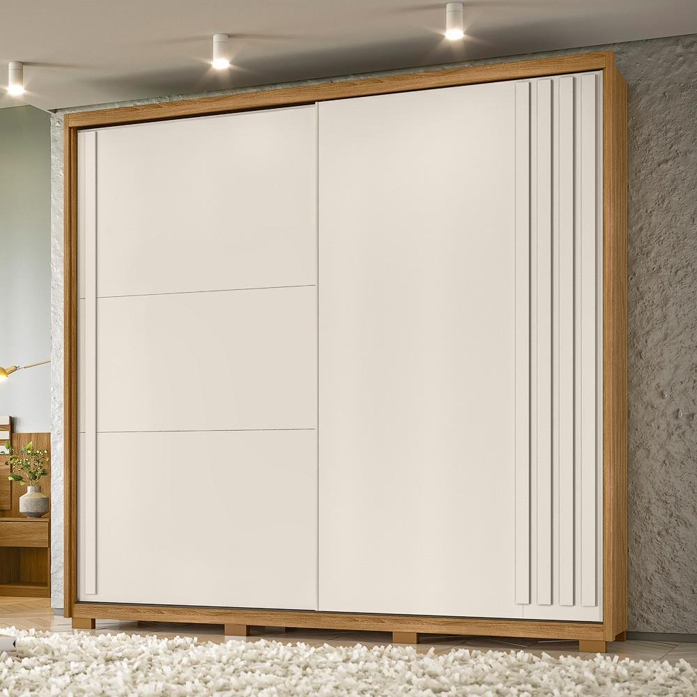Guarda Roupa Casal Dhara 3 Portas 2 Gavetas Freijo Off White ...
