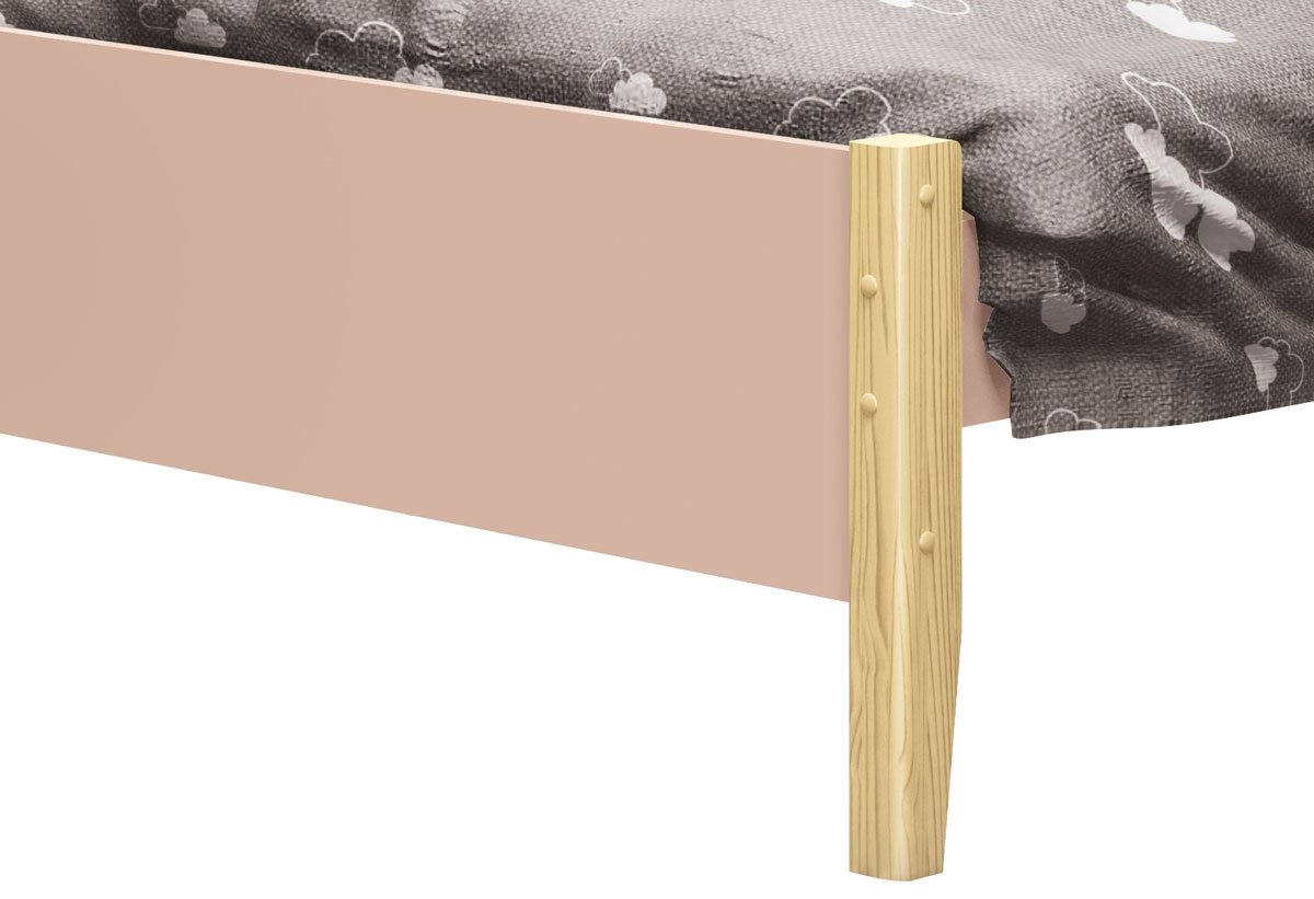 Cama Babá Solteiro Simba Rosa Fosco com Natural - Reller | MadeiraMadeira