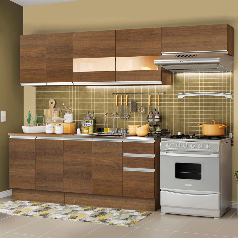 Cozinha Completa Madesa Marcela Com Armário e Balcão (Sem Tampo e Pia ...