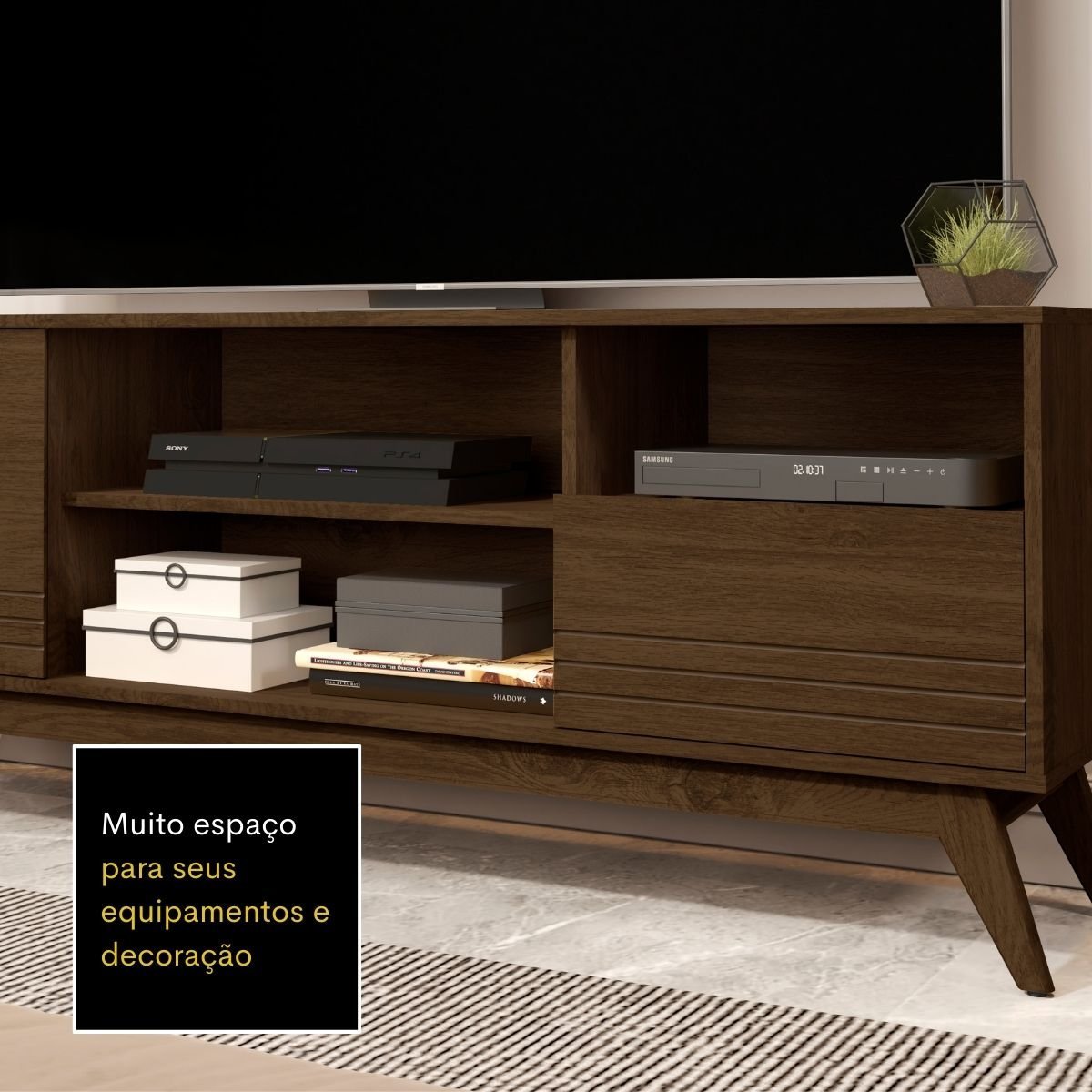 Rack para Sala Televisão até 55 Polegadas - Mod.2009:Cedro | MadeiraMadeira