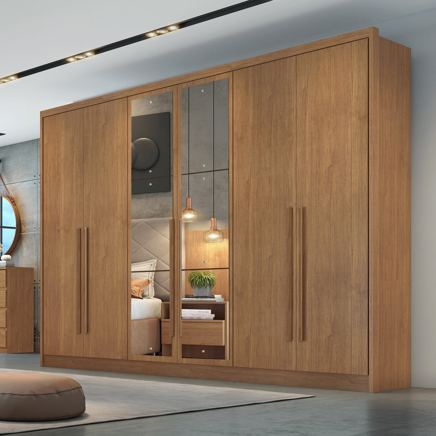 Guarda Roupa 6 Portas 6 Gavetas com Espelho Reno Novo Horizonte ...