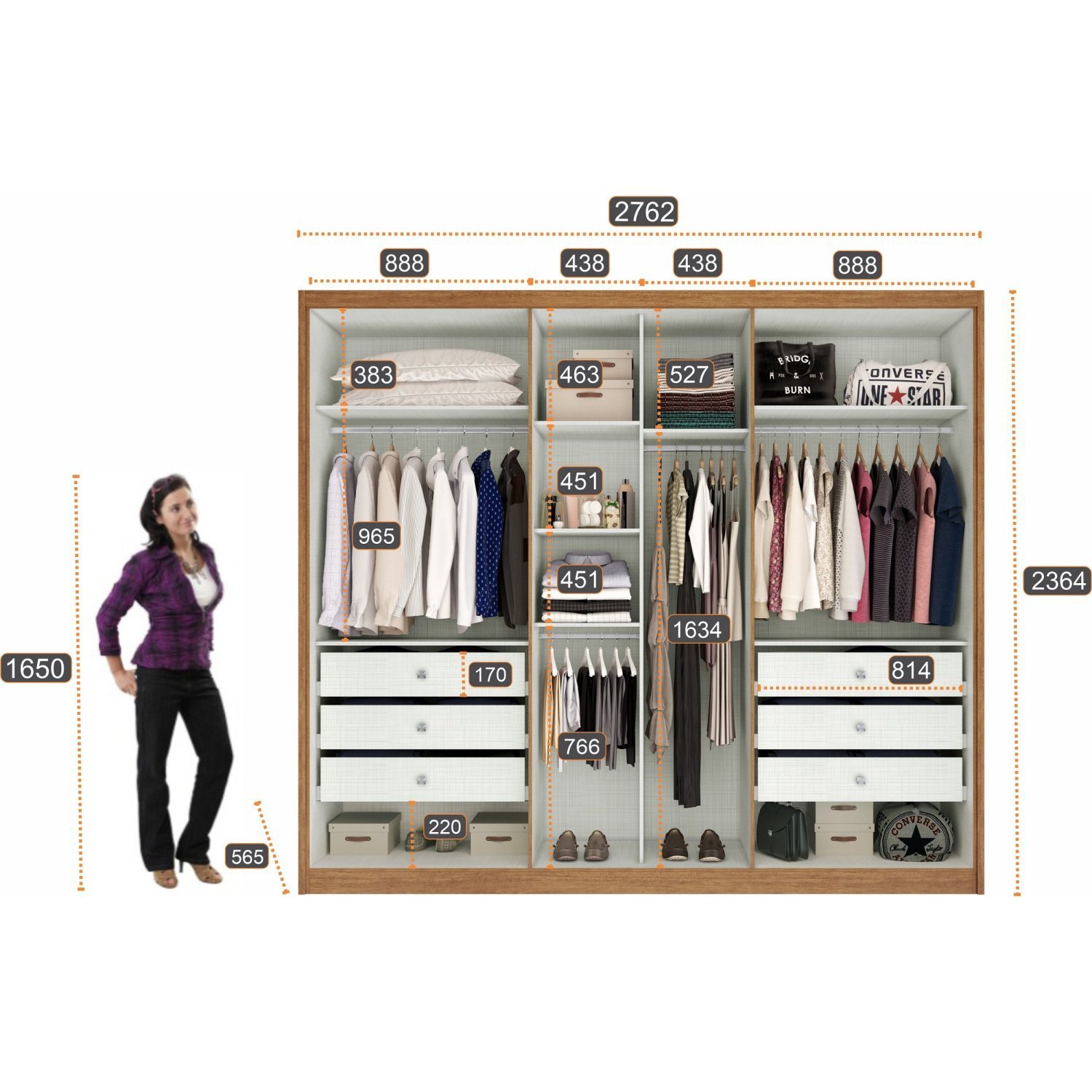 Guarda Roupa 6 Portas 6 Gavetas com Espelho Reno Novo Horizonte ...