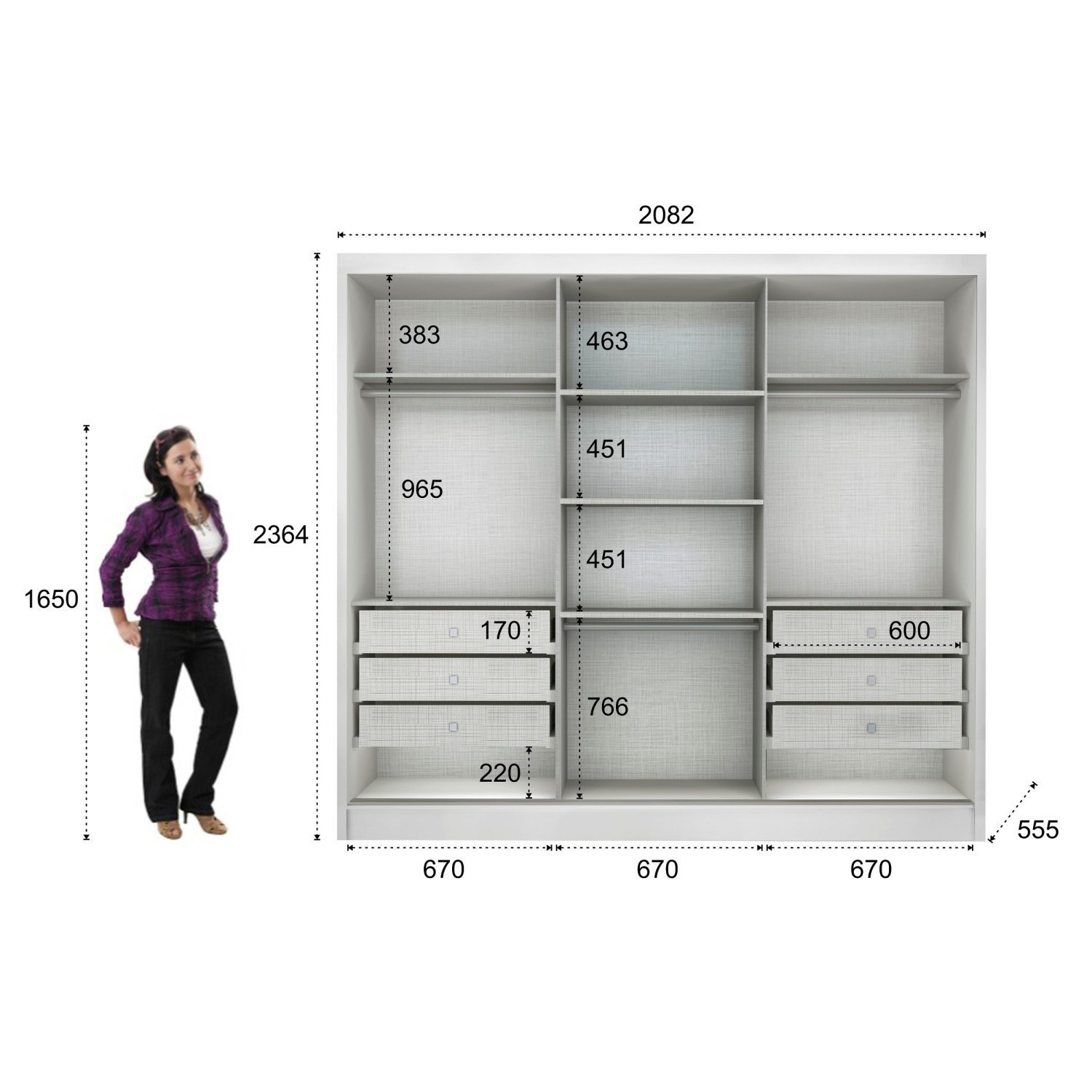 Guarda Roupa 3 Portas 6 Gavetas com 3 Kit Espelho Malta Novo Horizonte ...