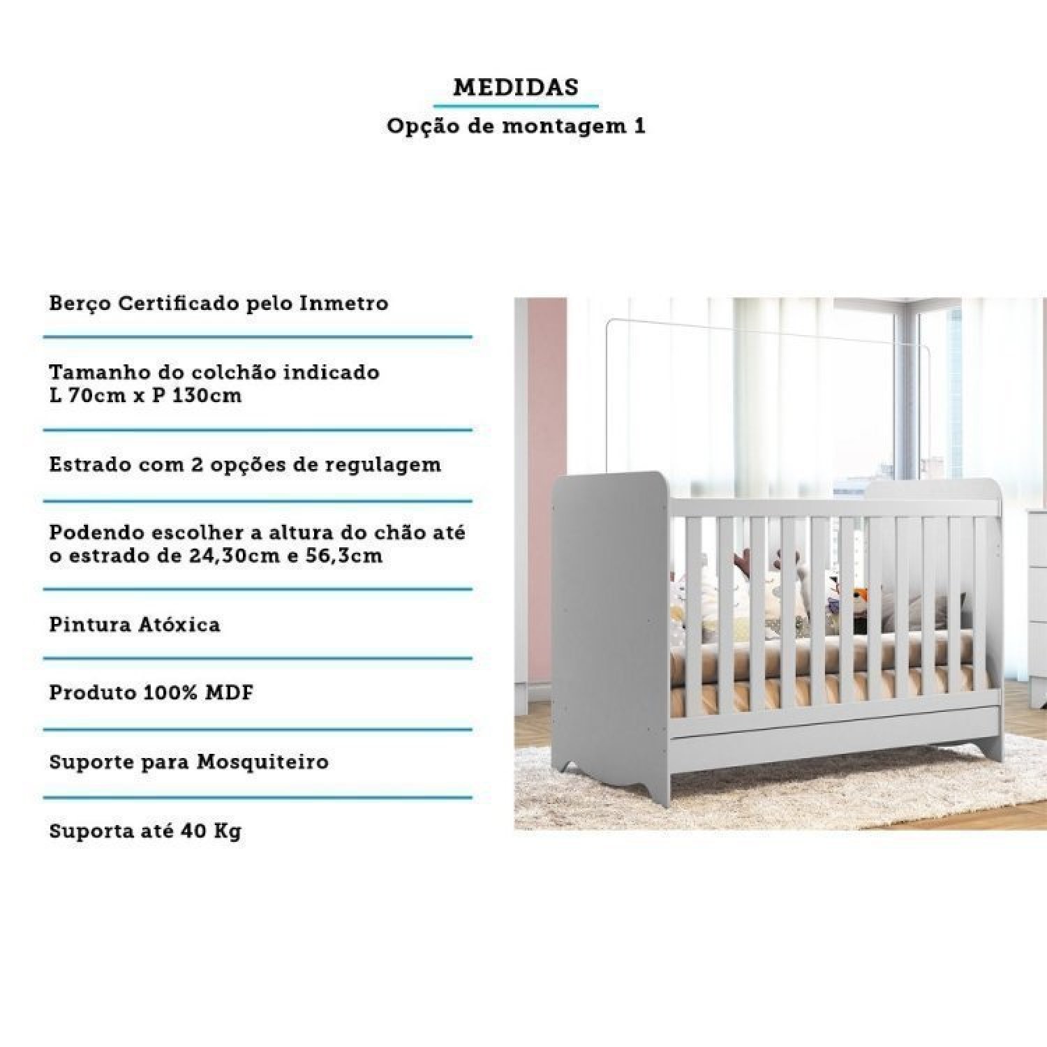 Quarto de Bebê Completo Cômoda 1 Porta 4 Gavetas Tatá com Berço ...