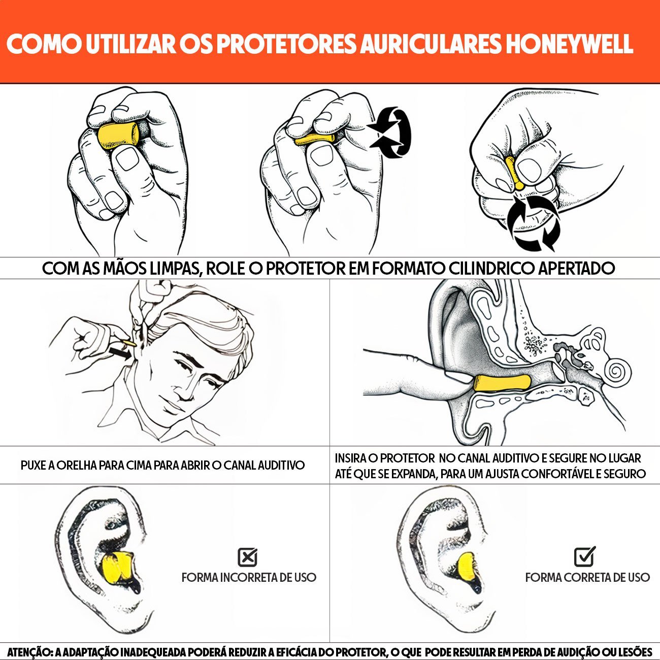 Protetor Auricular Honeywell Howard Leight Multi-Max 1 Par:Laranja e ...