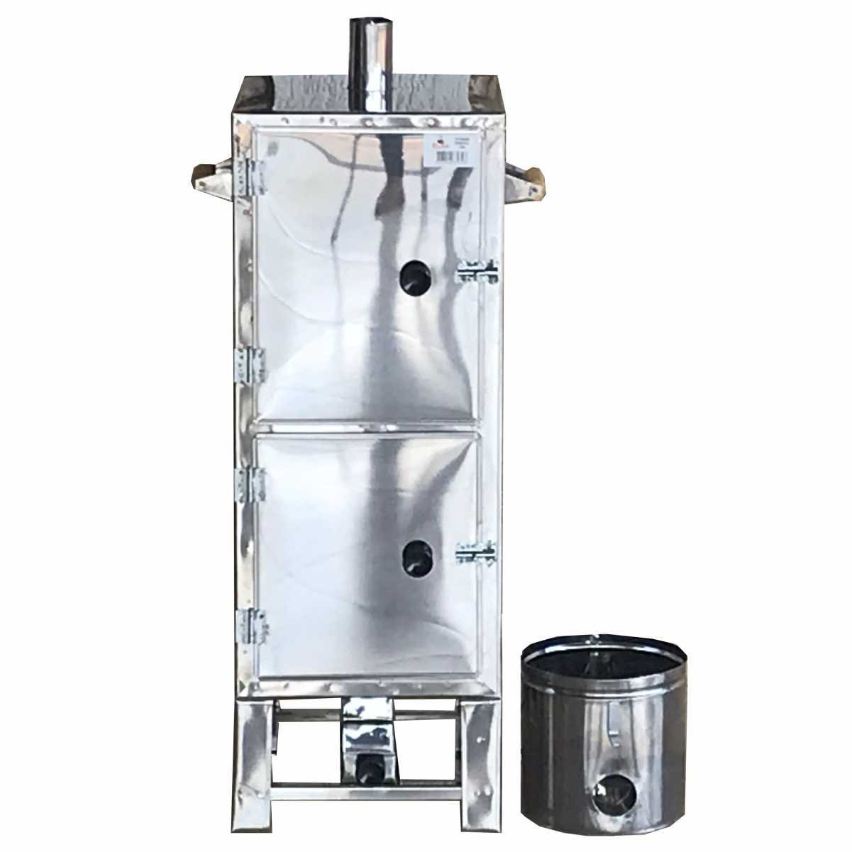Defumador Caseiro Para Alimentos INOX Tamanho 80x30x30 Com 2 Balde Para ...