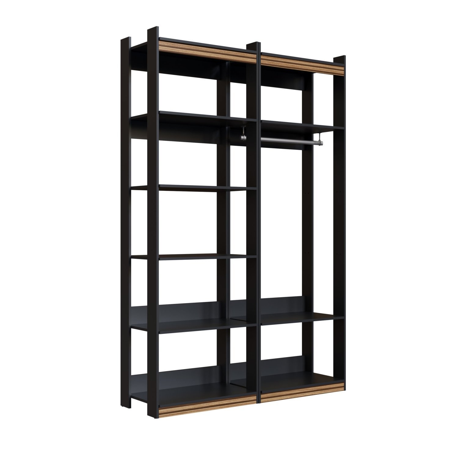 Guarda Roupa Aberto Closet 1 Modulo Cabideiro 1 Modulo Prateleira Wood ...