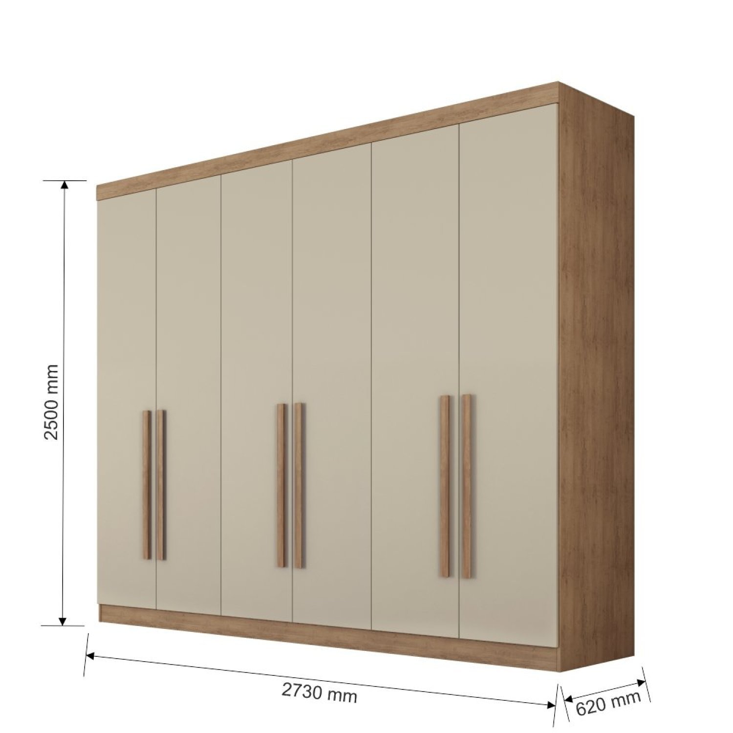 Guarda Roupa Casal 6 Portas 8 Gavetas com Puxadores em Madeira Verona ...