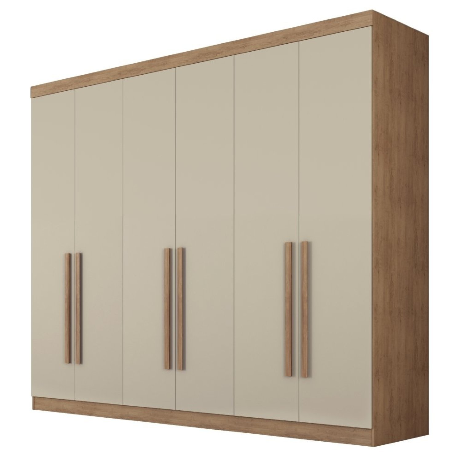 Guarda Roupa Casal 6 Portas 8 Gavetas com Puxadores em Madeira Verona ...