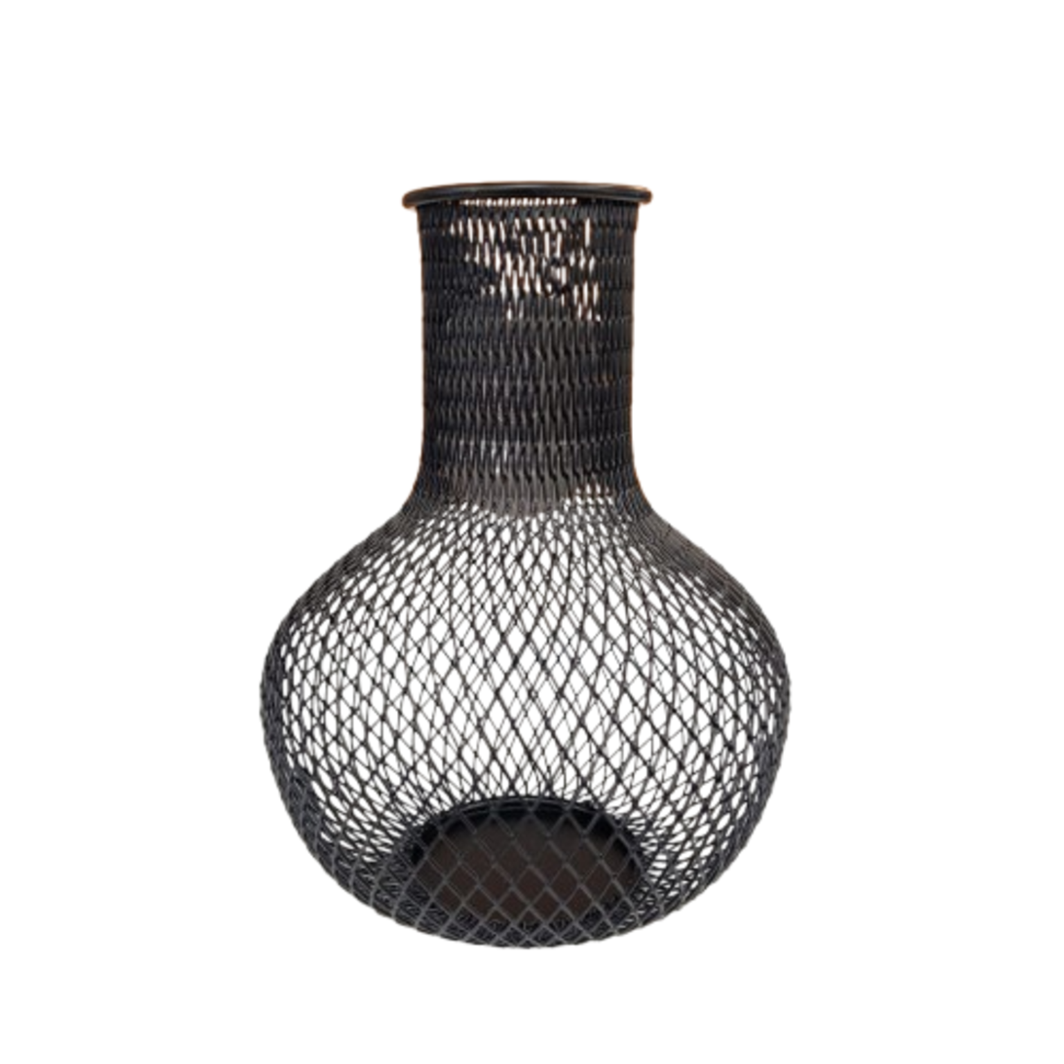 Vaso em Ferro Vazado Preto Minimalista 18cm | MadeiraMadeira