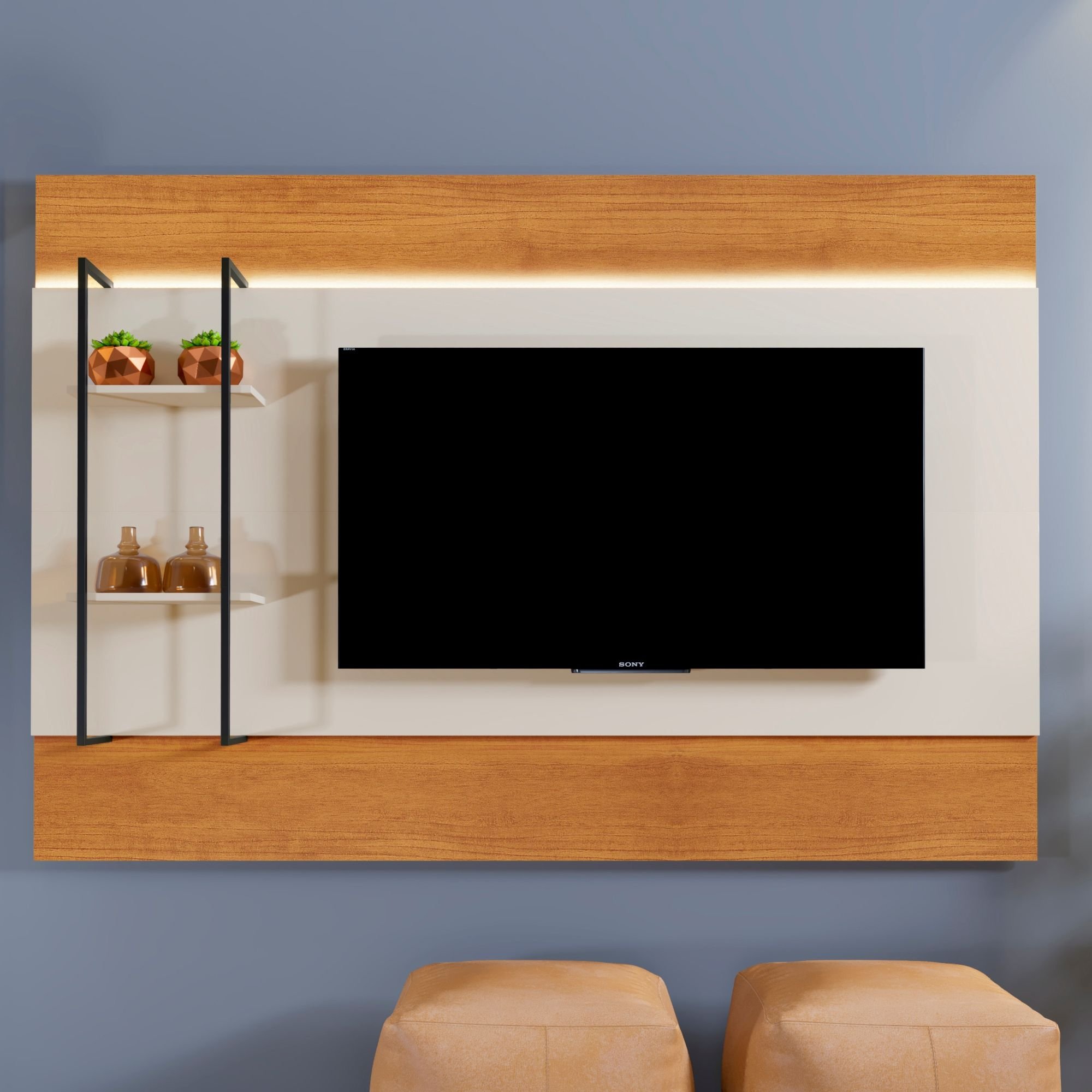 Painel para Tv até 65 Polegadas 100% MDF com LED Granada | MadeiraMadeira