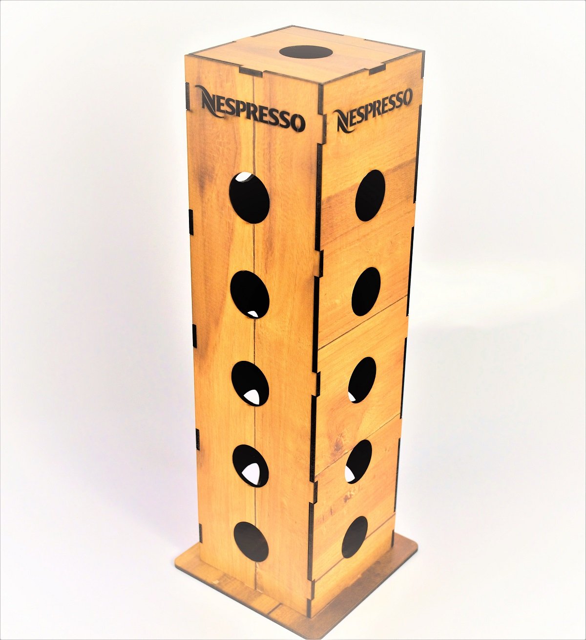 Porta Cápsulas Torre Nespresso Madeirado Adesivado 21 Cáps Make Laser ...