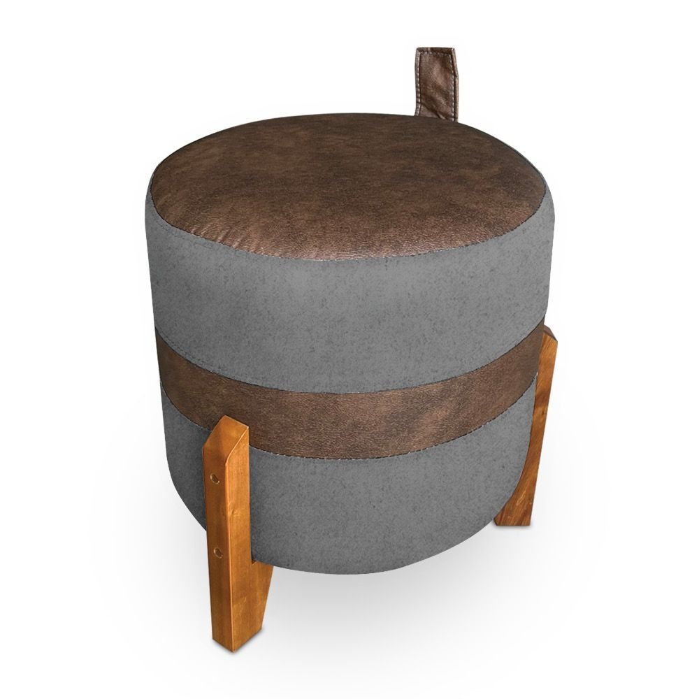 Puff Le Mans Veludo Grafite e Corano Nozes Base de Madeira - Pallazio ...