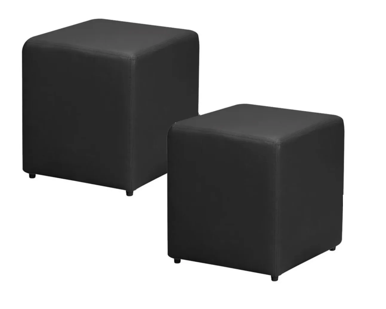 Puff Banquinho Banco Quadrado Decorativo - Preto | MadeiraMadeira