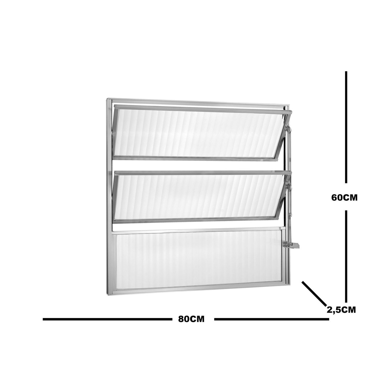 Janela de Alumínio Basculante 60x80cm 1 Secção 3 Básculas Ecosul ...