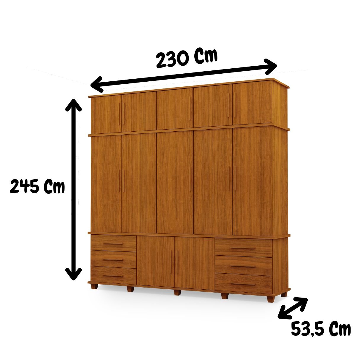 Guarda Roupas Casal Londres Triplex Grande 5 Portas 6 Gaveta | MadeiraMadeira