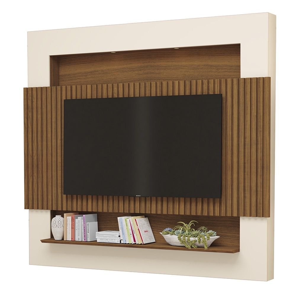 Painel Suspenso Riviera Ripado 217cm para Tv até 75 Polegadas Carvalho New Off White Luapa ...