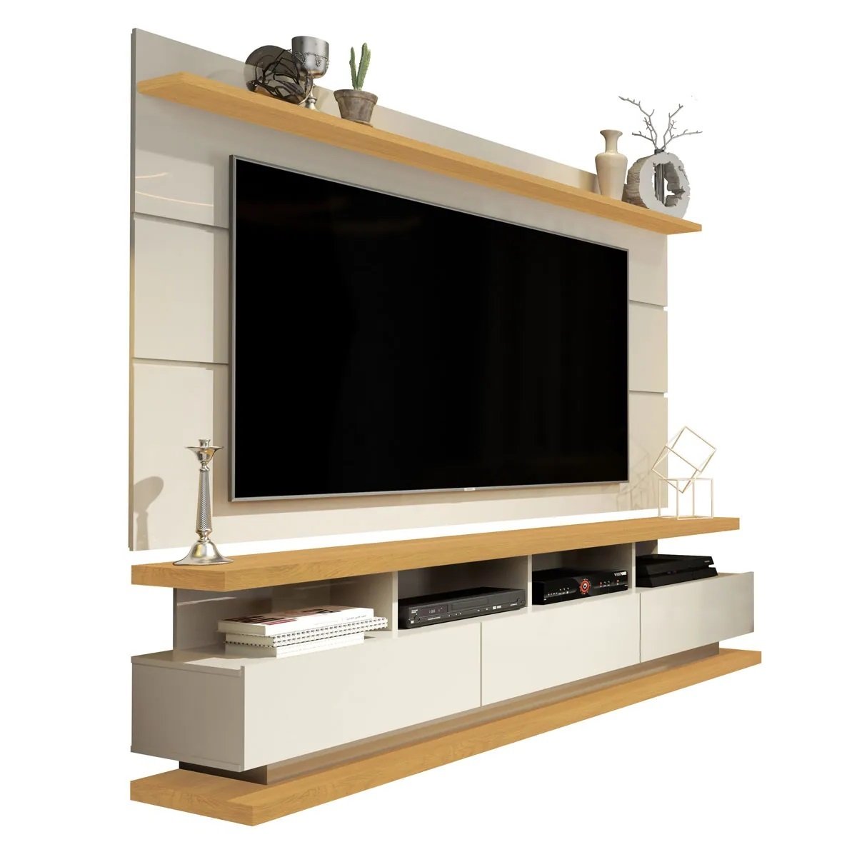 Rack com Painel Vivare 1.8 New Off White/Nature – Germai Móveis ...