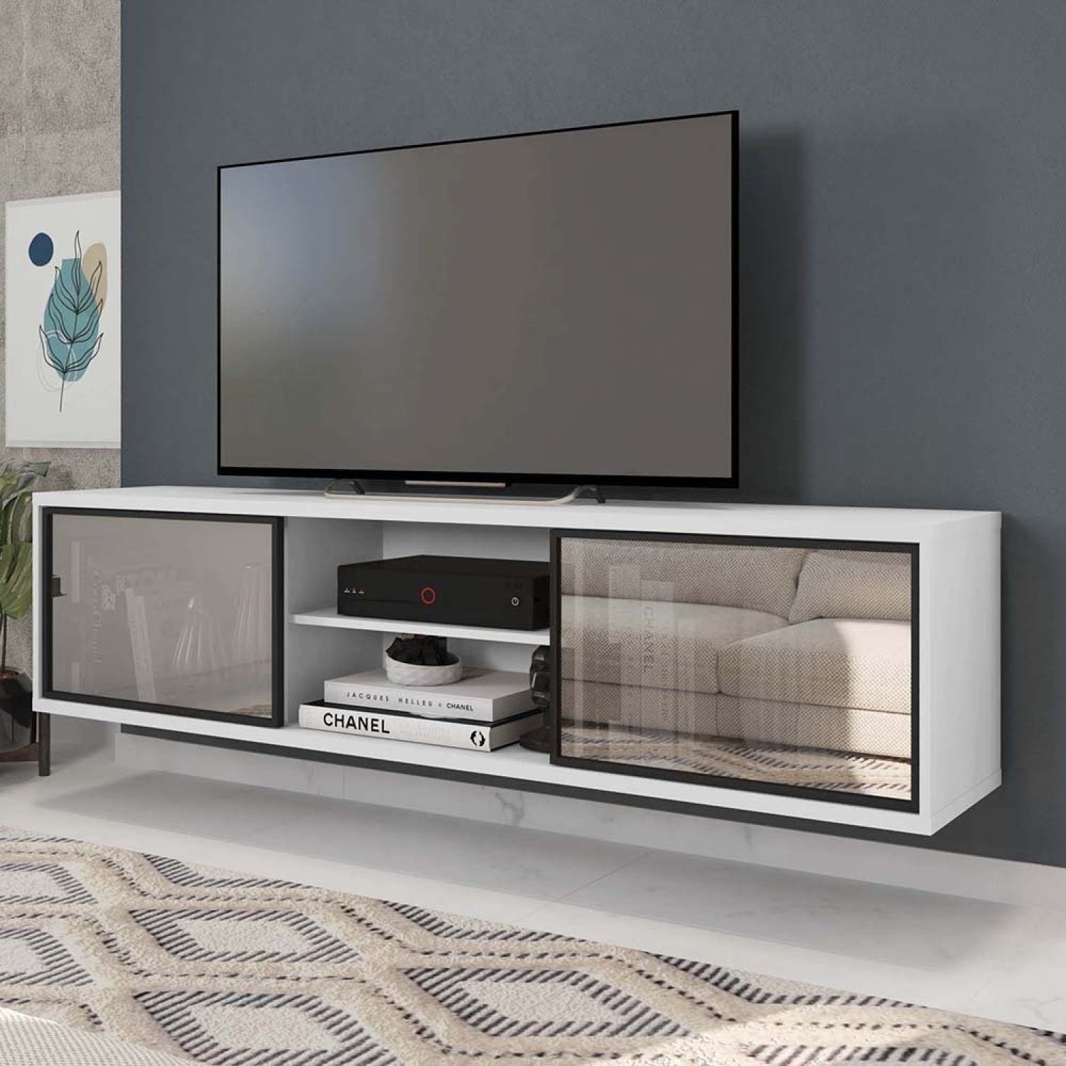 Rack Suspenso para TV até 72 Polegadas 180cm 2 Portas Reflecta Multiverso CabeCasa ...